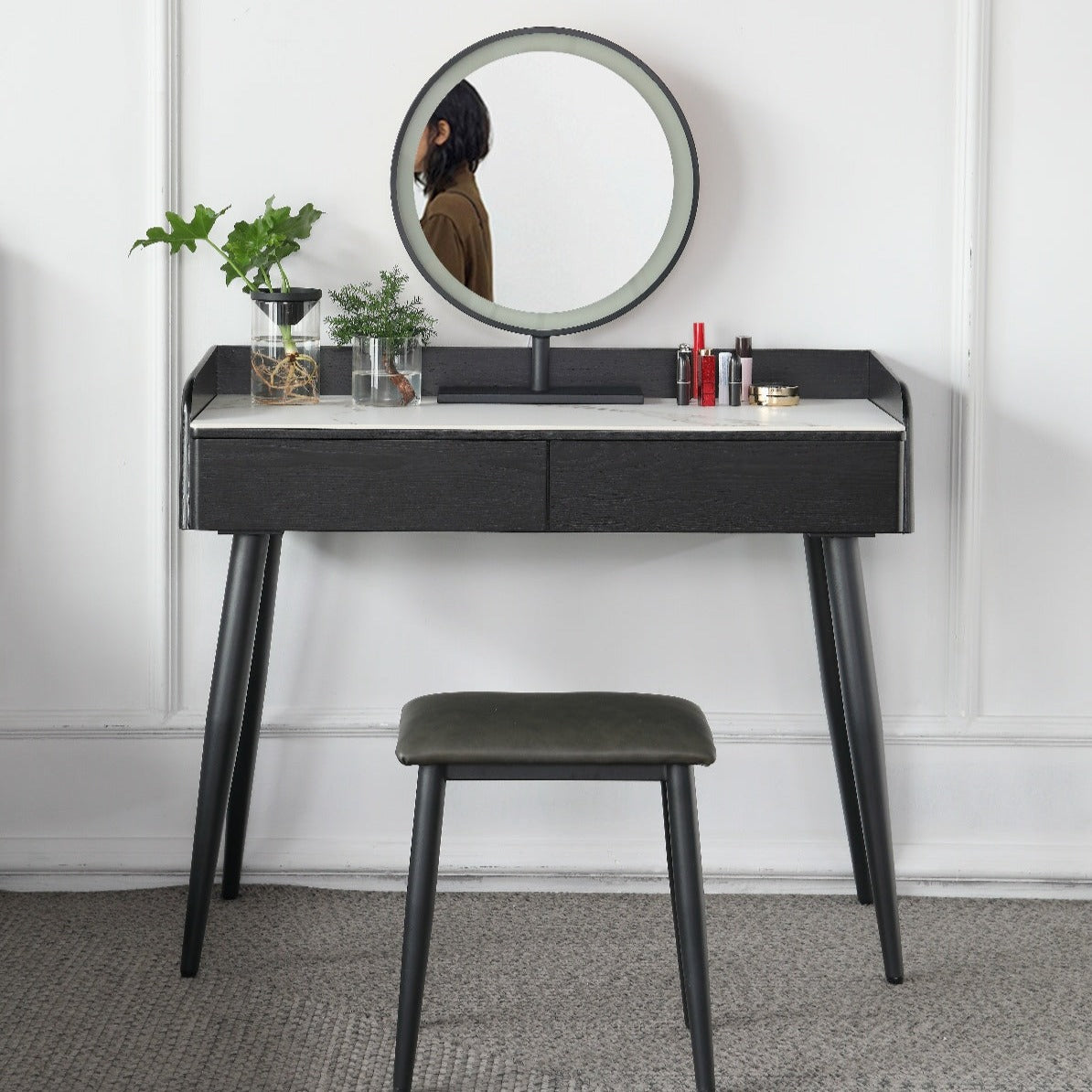 Vanity Table with Stool /Dressing Table/Ceramic Tabletop – OZ DRESSING ...