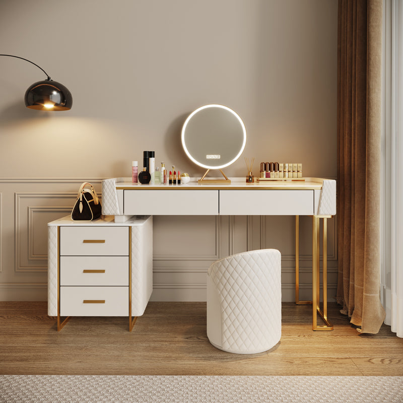 Deah Dressing Table With Illuminated Mirror/White Ceramic Top Dresser ...